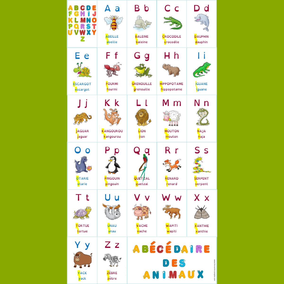 Abécédaire des animaux - Lire écrire compter